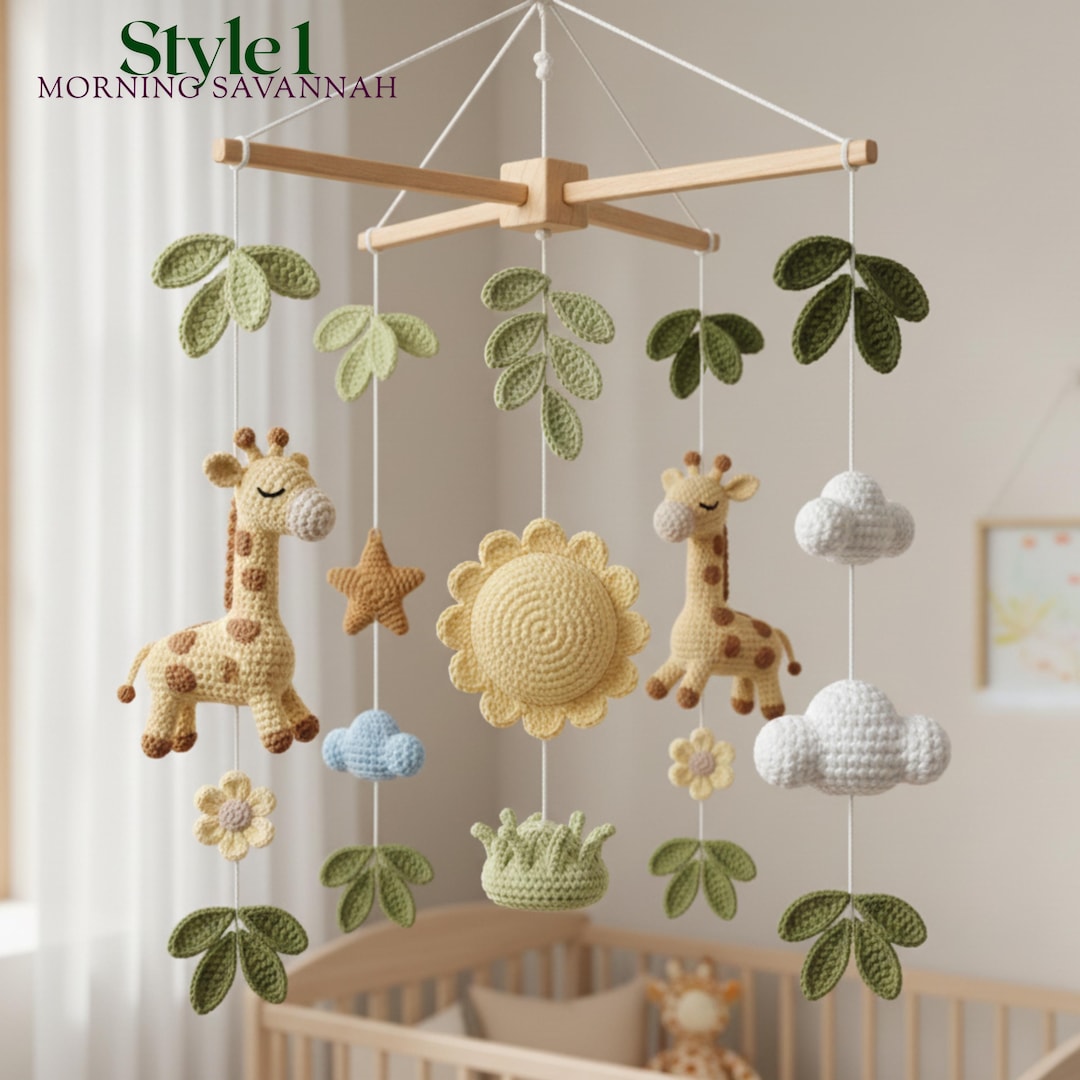 Giraffe Savannah Crochet Baby Mobile | Handmade Amigurumi Safari ...