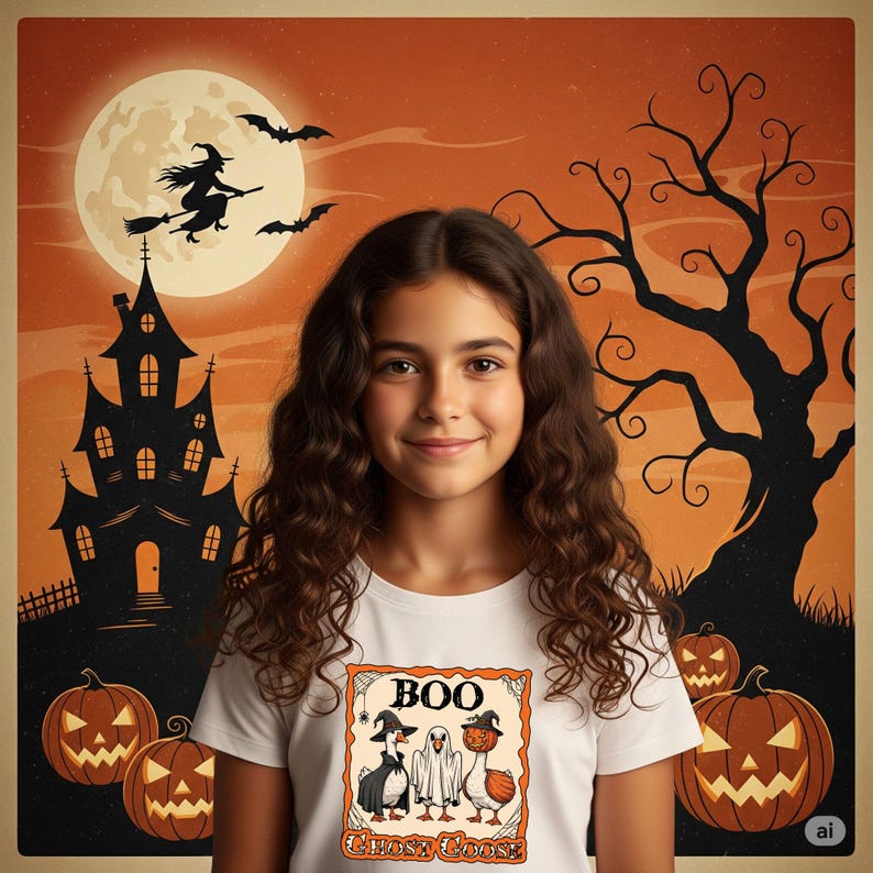 Spooky Goose Png, Boo Ghost Goose Png,retro Halloween Design Png ...