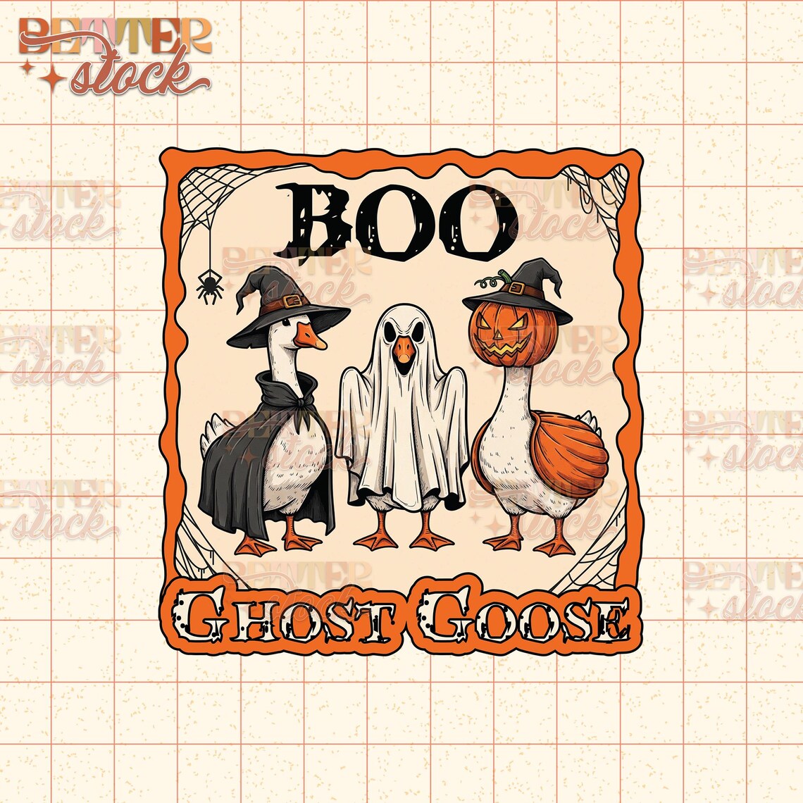 Spooky Goose Png, Boo Ghost Goose Png,retro Halloween Design Png ...