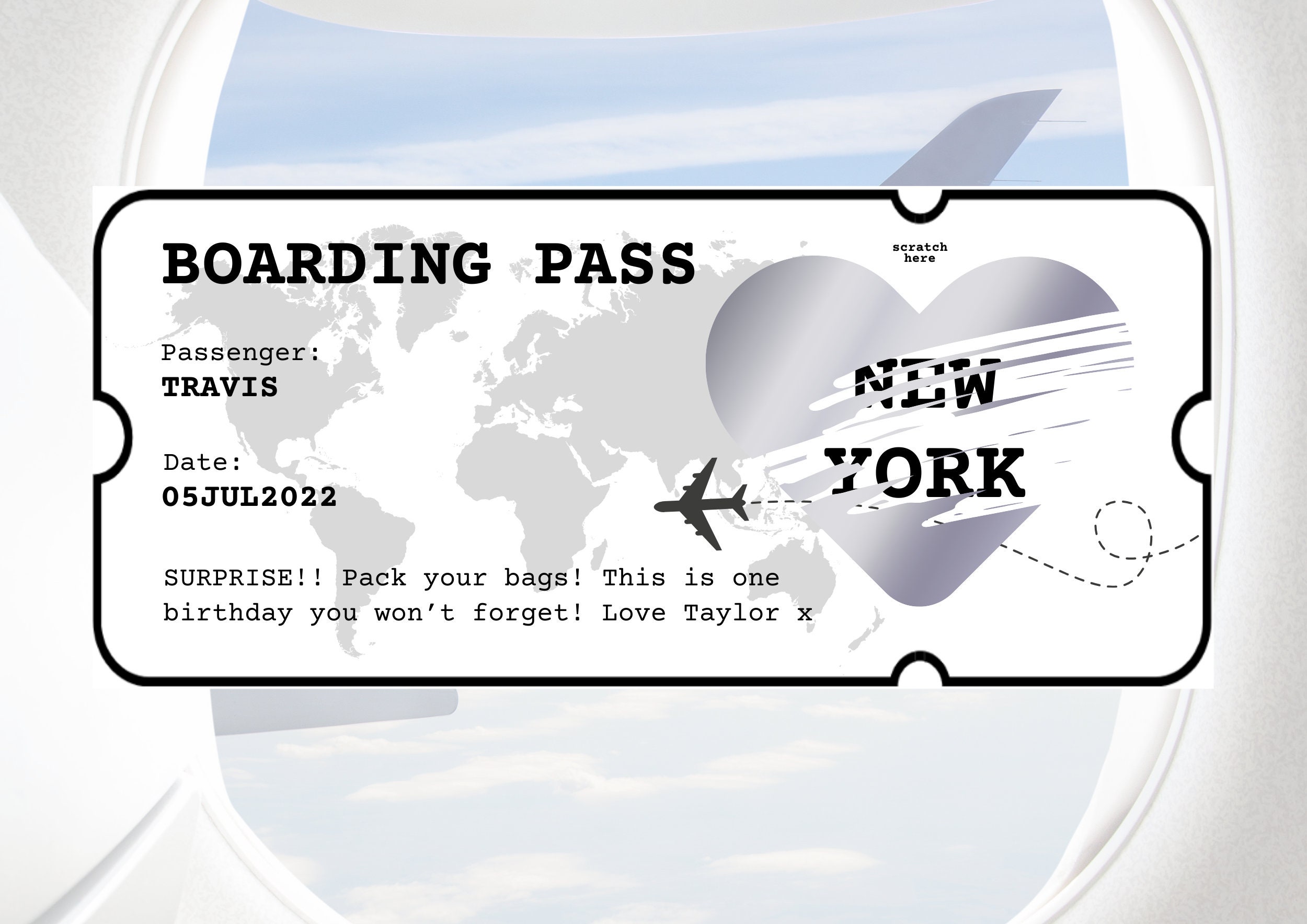 Boarding Pass Scratch Card Surprise Reveal Holiday, Trip, Weekend Away ...