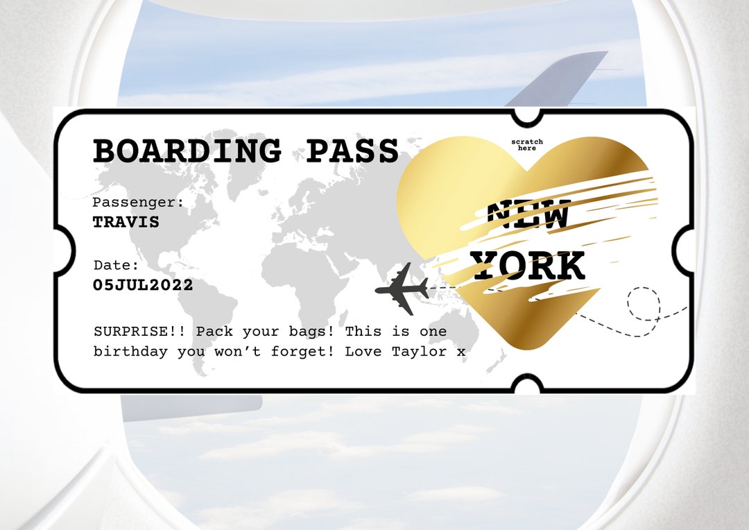 Boarding Pass Scratch Card Surprise Reveal Holiday, Trip, Weekend Away ...