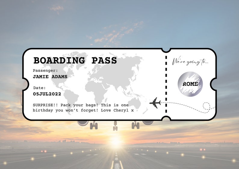 Boarding Pass Scratch Card Surprise Reveal Holiday, Trip, Weekend Away ...