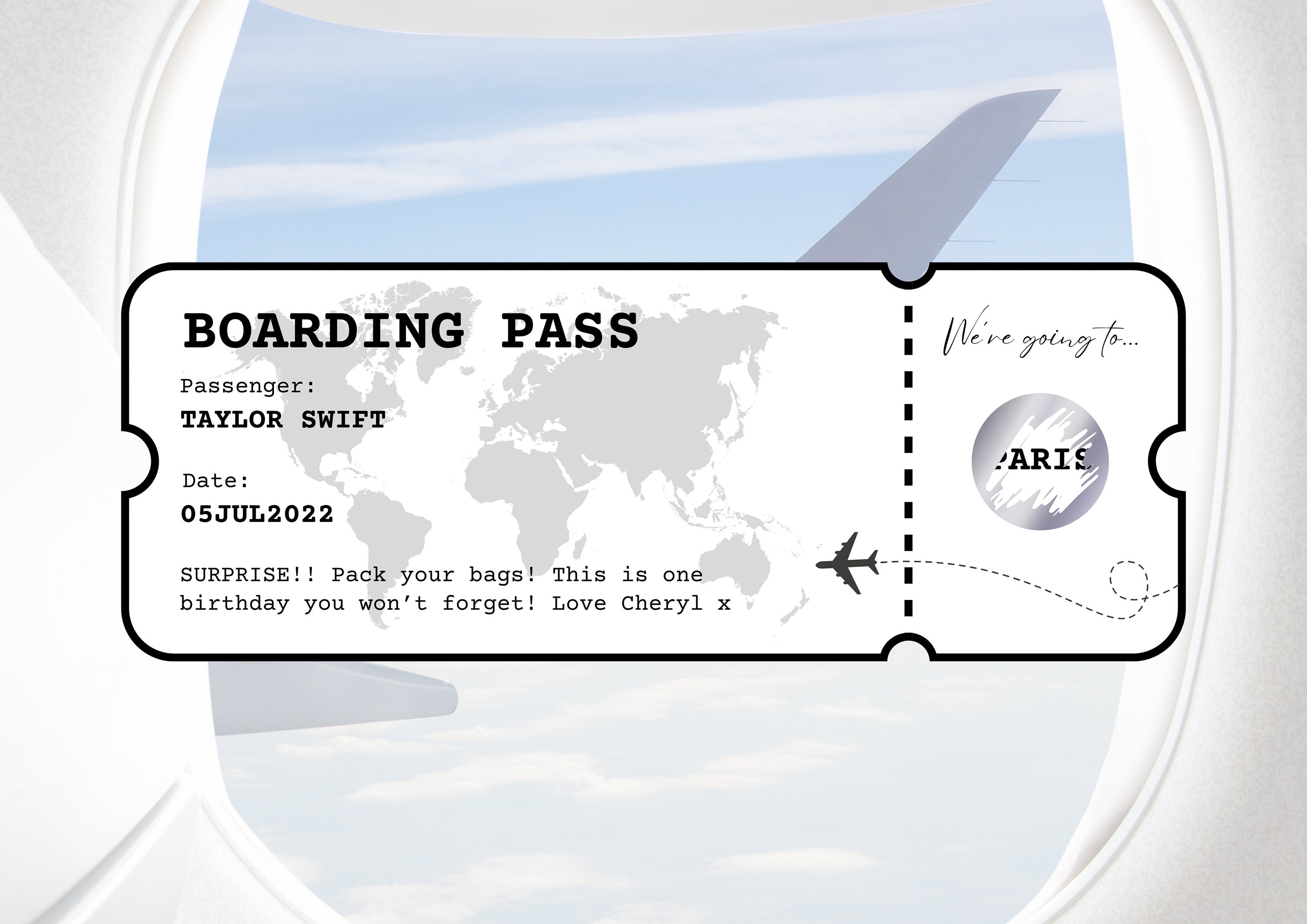 Boarding Pass Scratch Card Surprise Reveal Holiday, Trip, Weekend Away ...