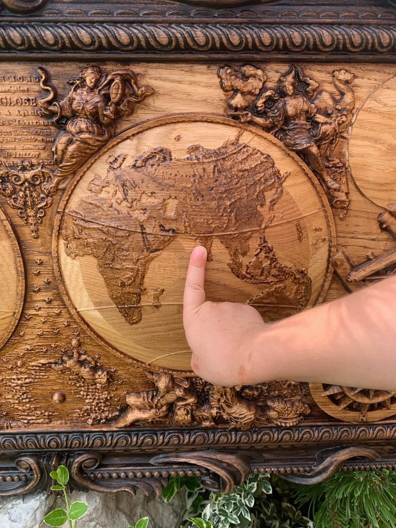 Wood Carved Picture, Carved Map of the World, Map of the World - Etsy