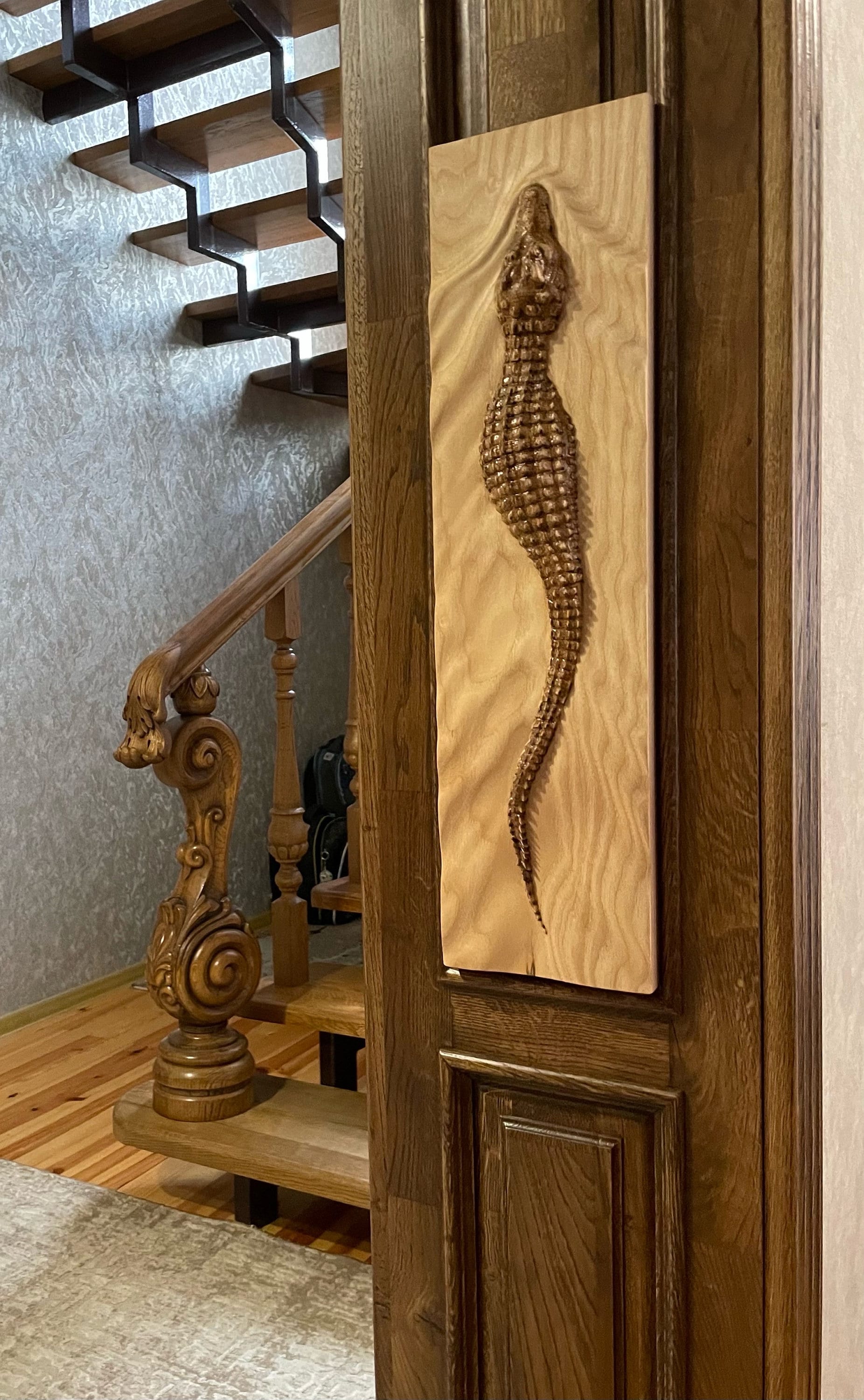 Wood Carved Picture, Wooden Crocodile, Wooden Animal Art, 3D Wall Decor ...