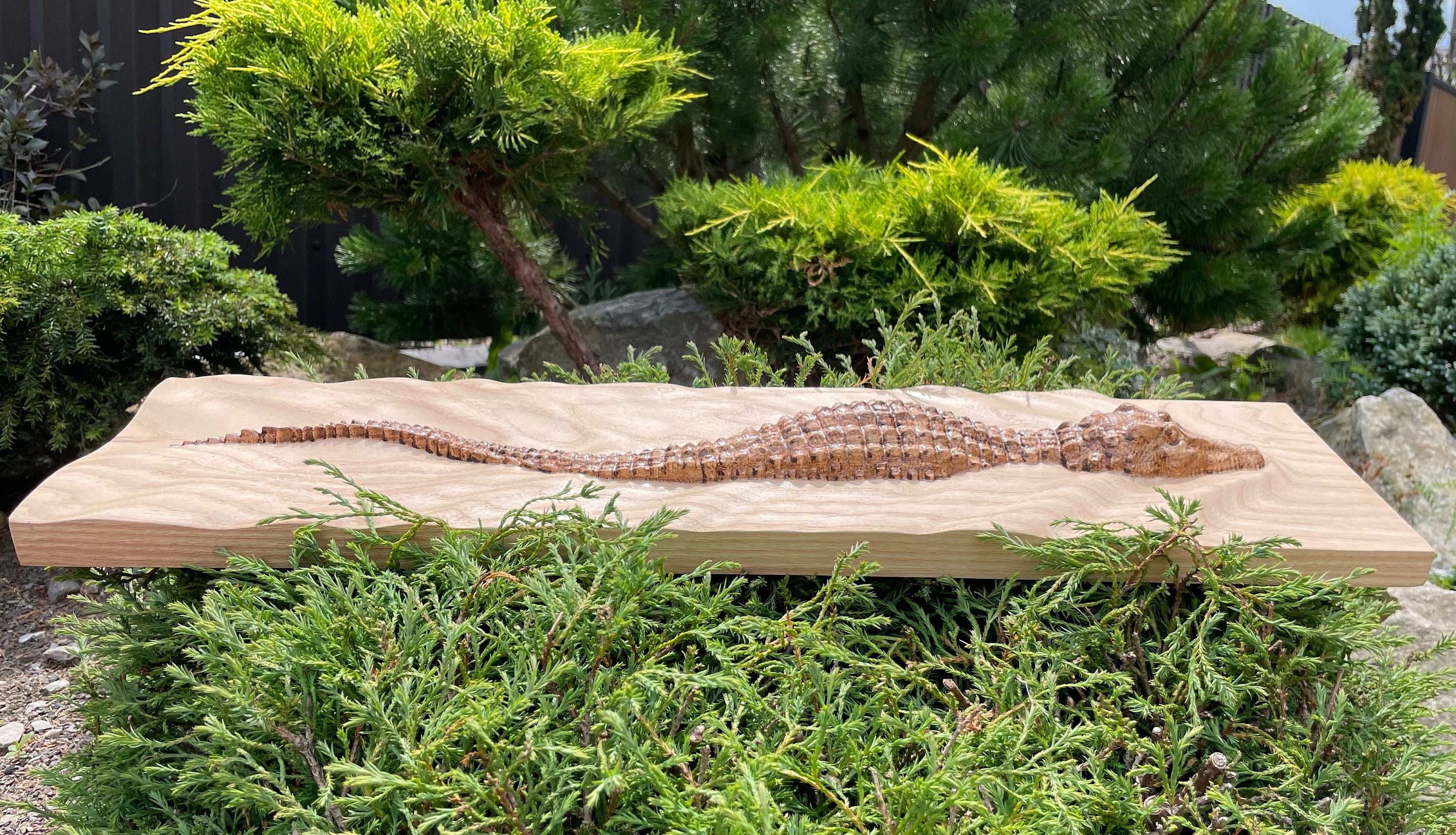Wood Carved Picture, Wooden Crocodile, Wooden Animal Art, 3D Wall Decor ...