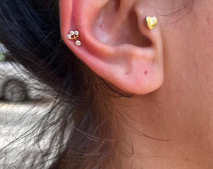 Steel Gold Piercing, Minimalist Tragus Piercing, Cartilage Piercing ...