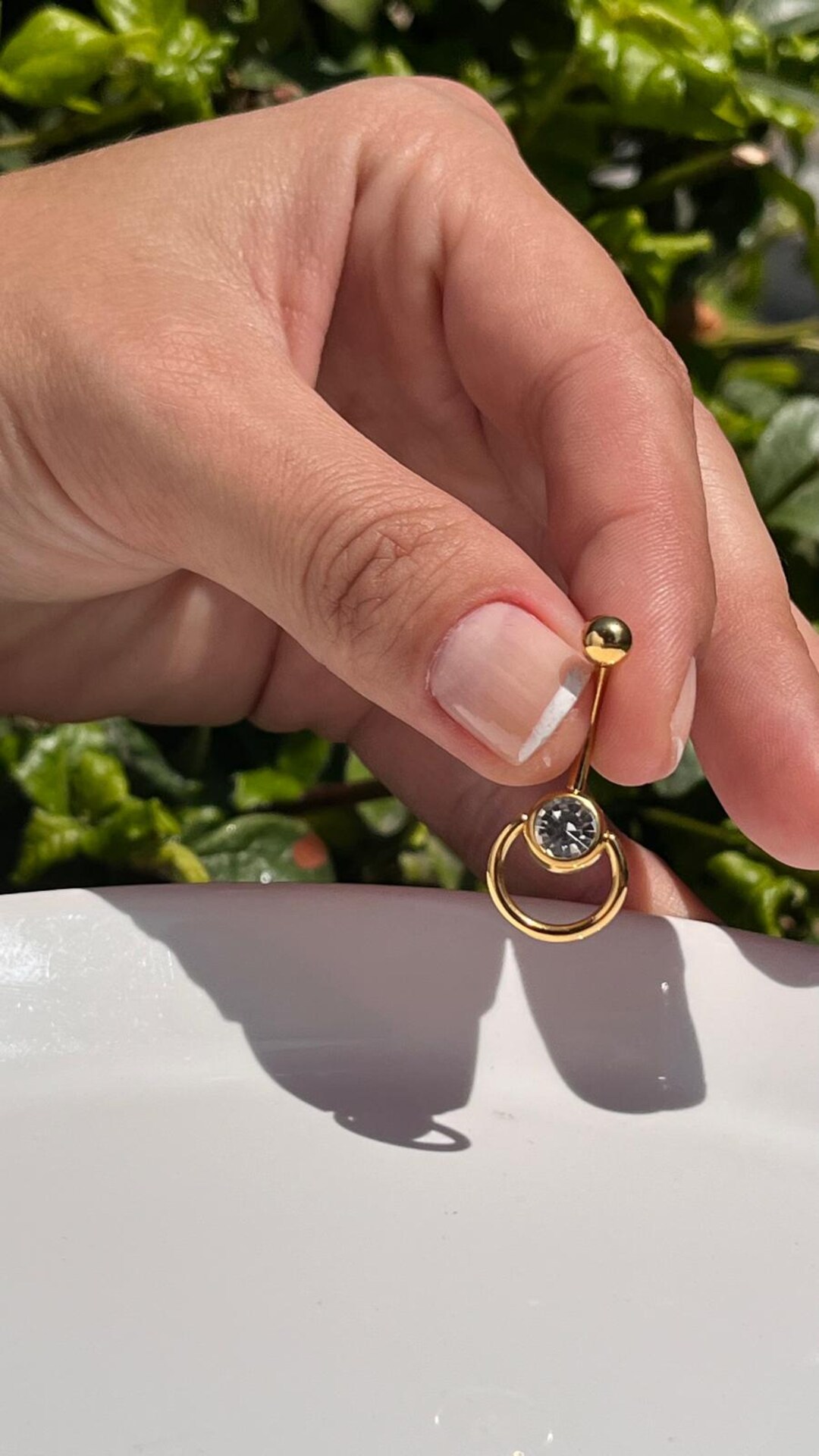 The Bottom Ring is a Single Stone Ball14g CZ Ring/gold Belly Ring ...