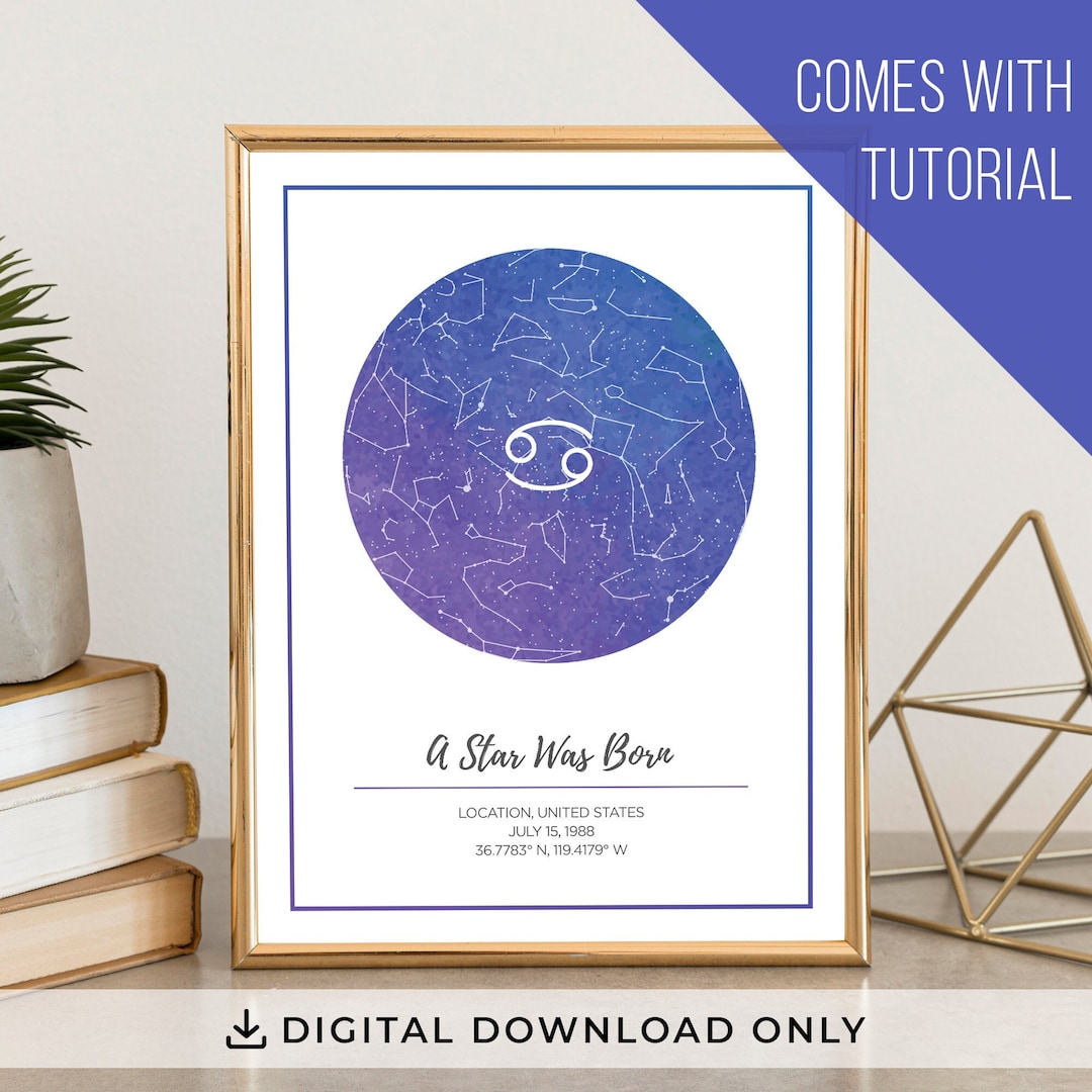 Custom Star Map by Date, Printable Star Chart, Astronomy Art Gift ...