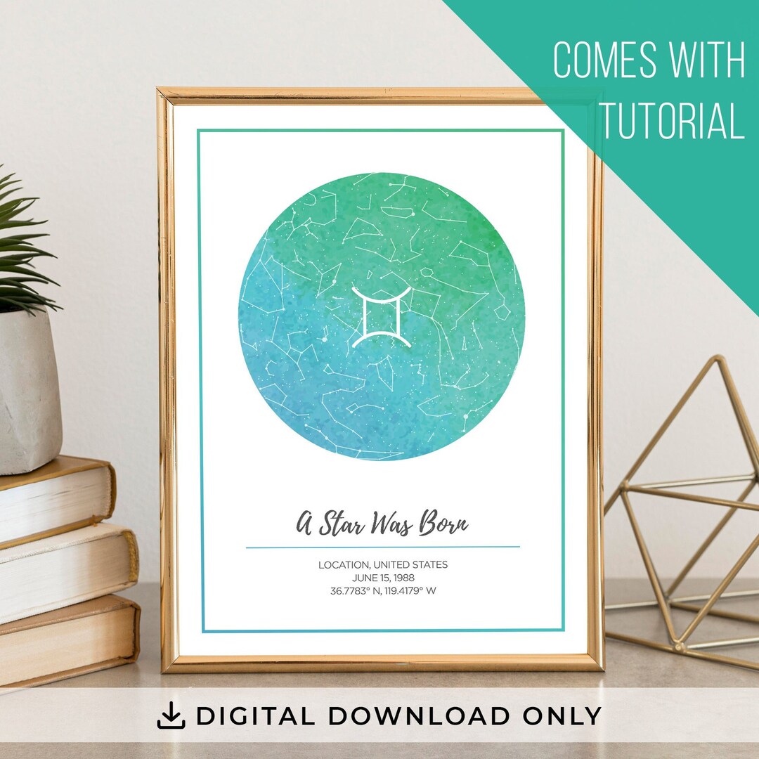 Star Map Print Custom Date, Printable Star Chart Poster, Astronomy Art ...