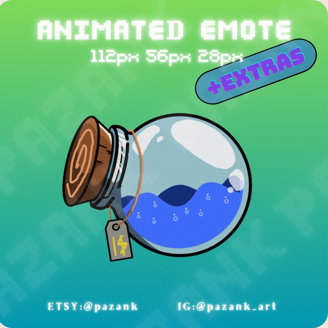6 File Bluepotion Animeted Emote for Twitch ,SUB Badges , Discord ...