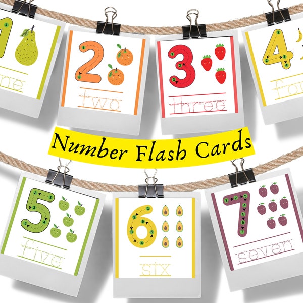Numbers Flash Cards - Etsy