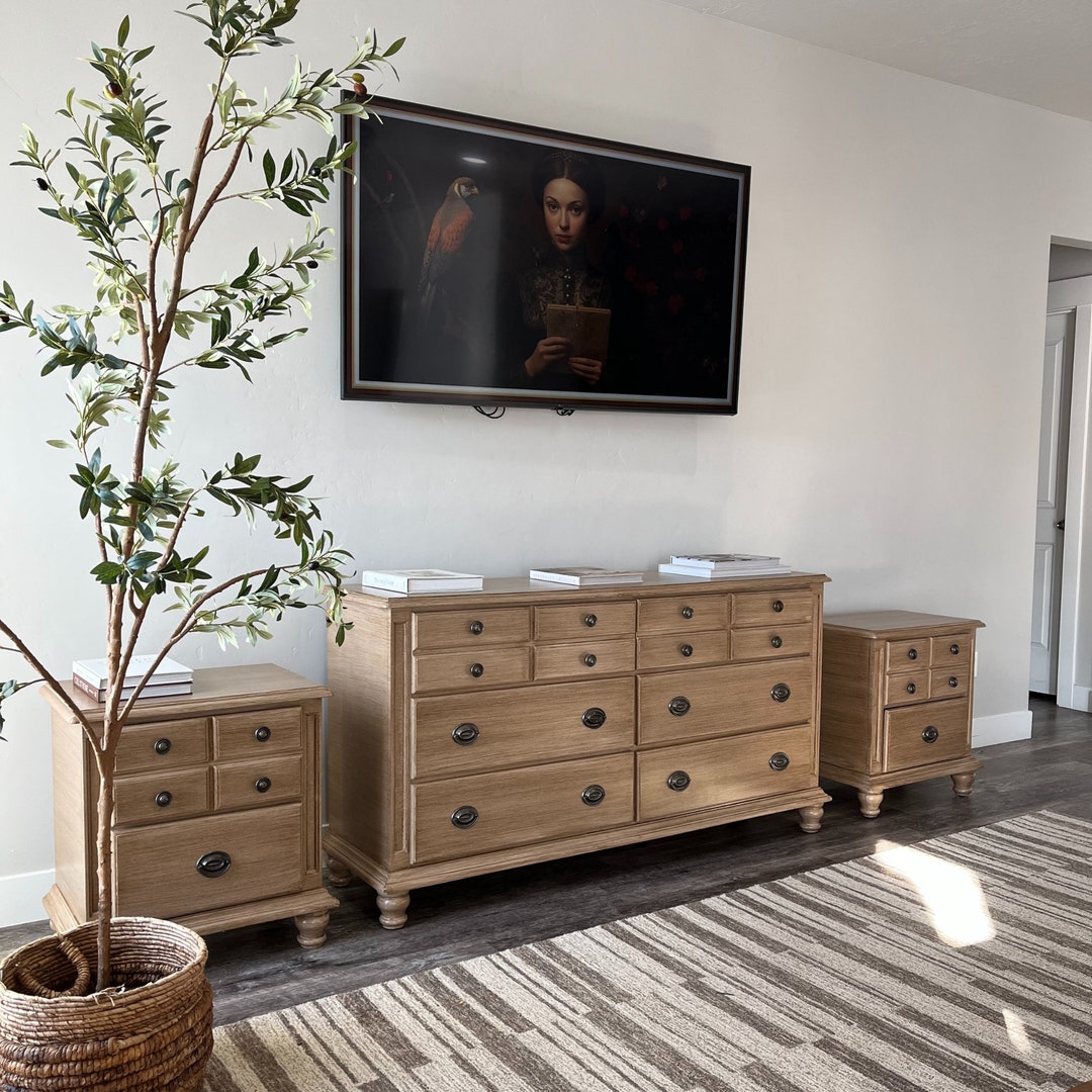 SOLD Refurbished Modern Rustic Solid Wood Dresser Set - Etsy