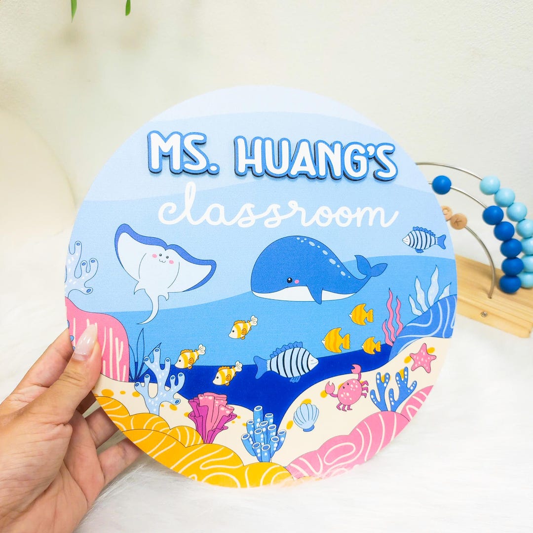 Personalized Marine Life Teacher Sign, Custom Under the Sea Classroom ...