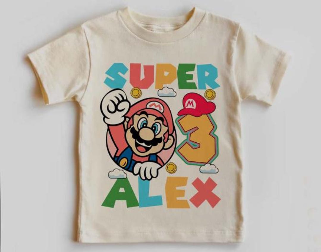 Personalized Super Mario Birthday Tee, Custom Super Mario Birthday ...