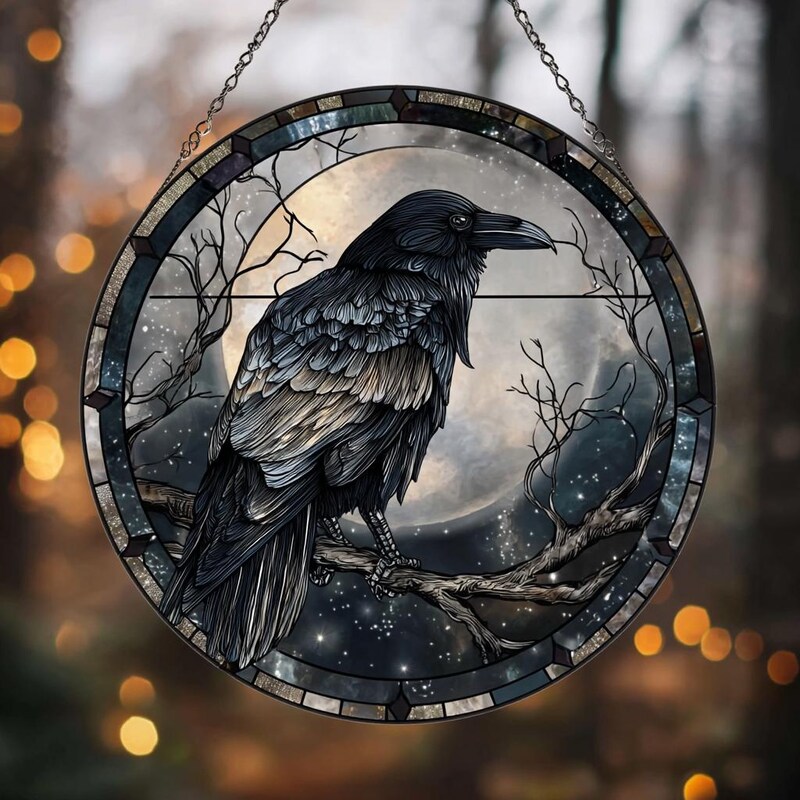 Stained Glass Raven - Etsy