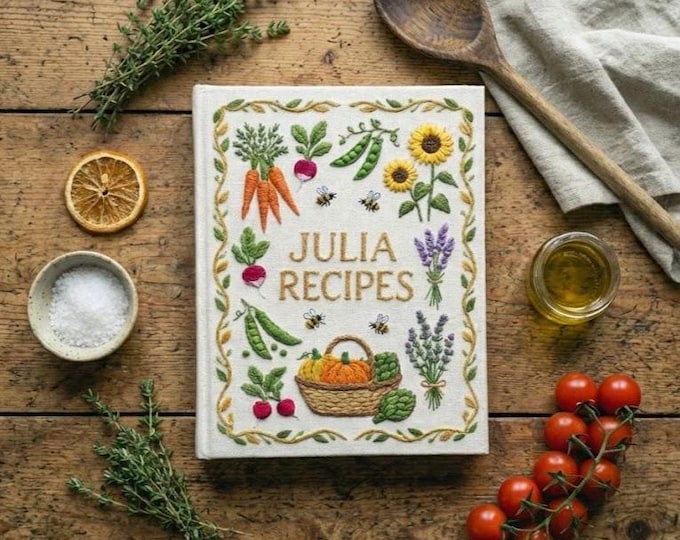 Recipes Embroidered Notebook, Custom Hand Embroidered Notebook ...