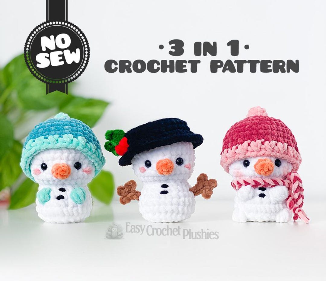 No Sew Snowman Crochet Pattern Easy Fast Amigurumi Plushie Bestseller ...