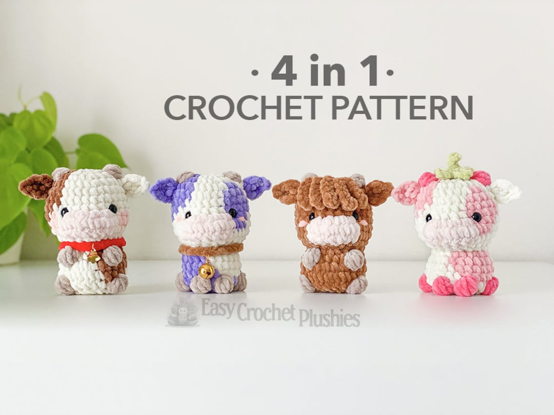 No Sew Cow Crochet Pattern, No Sew Amigurumi, Crochet Plushie Pattern ...