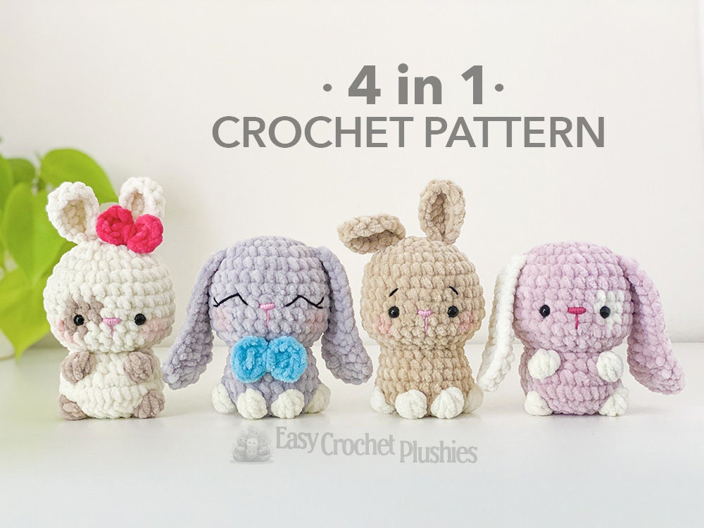 No Sew Bunny Crochet Pattern, No Sew Amigurumi, Crochet Plushie Pattern ...