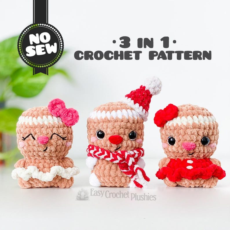 No Sew Gingerbread Crochet Pattern Easy Fast Amigurumi Plushie ...