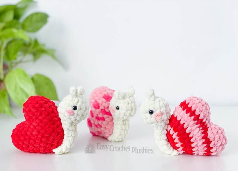 No Sew Heart Snail Crochet Pattern Valentine's Day Easy Fast Amigurumi ...