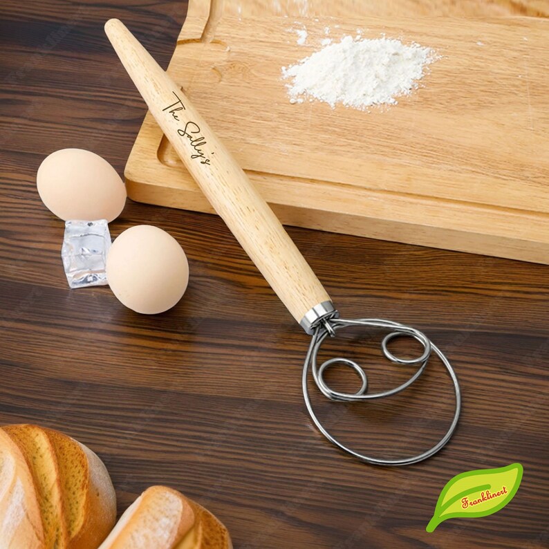 Personalized Wooden Dough Whisk, Custom Danish Dough Whisk, Engrave Name Sourdough Whisk ...