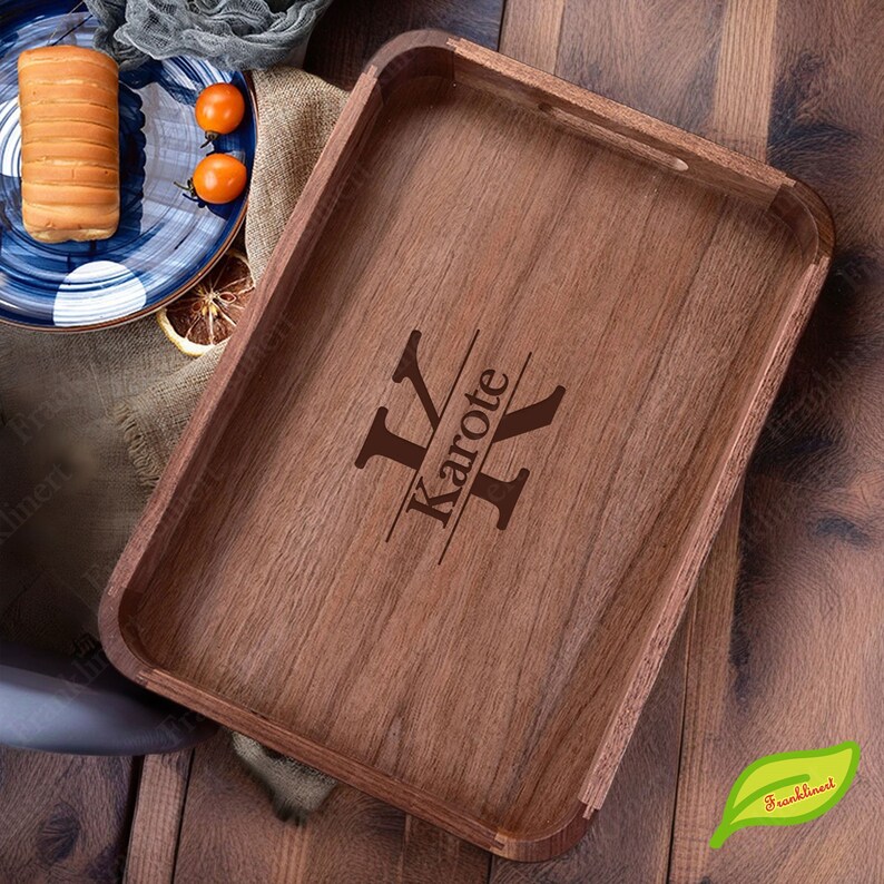 Personalized Wooden Serving Tray, Engraved Name Serving Tray, Portable ...