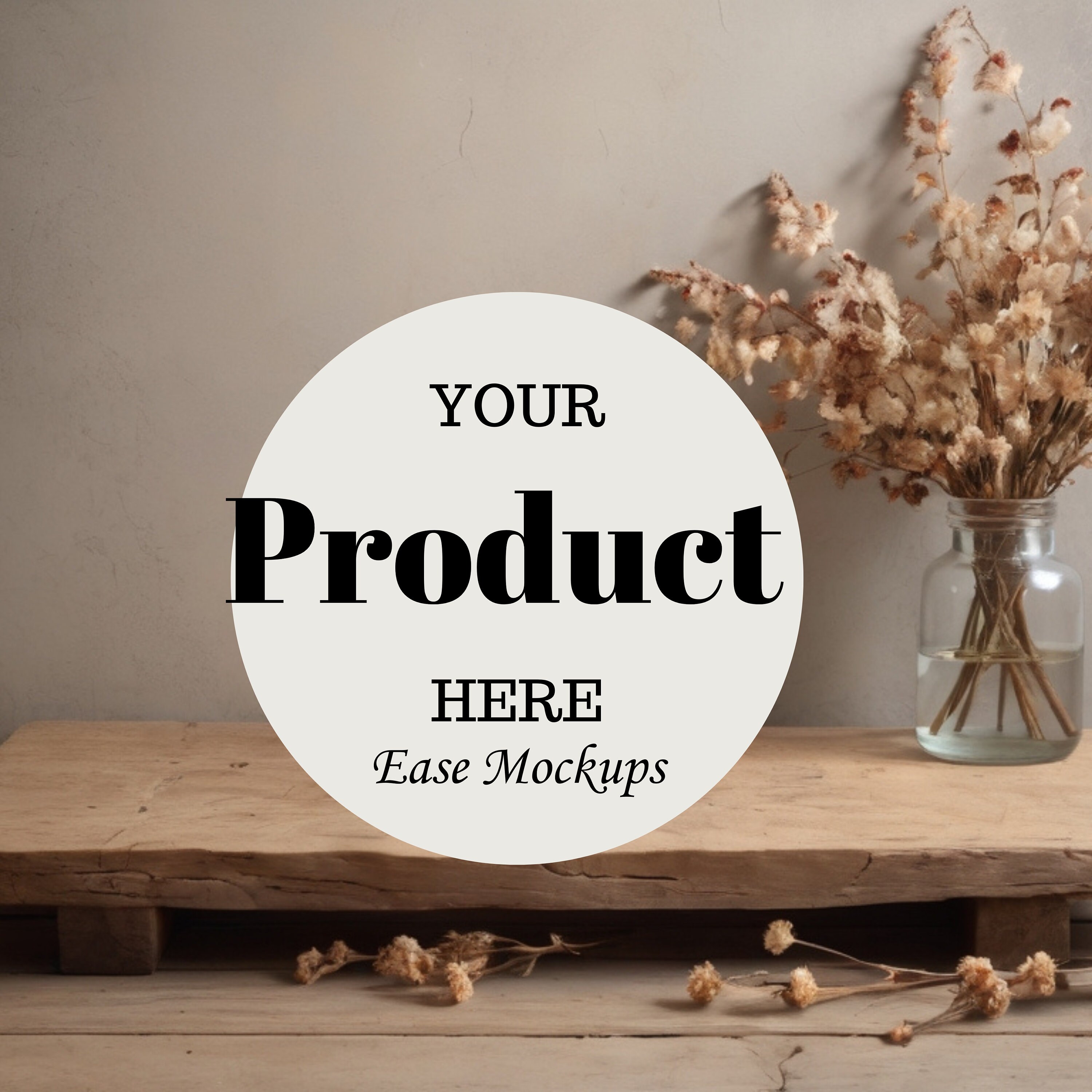 Rustic Product Digital Background Mockup | Farmhouse, Boho, Natrual ...