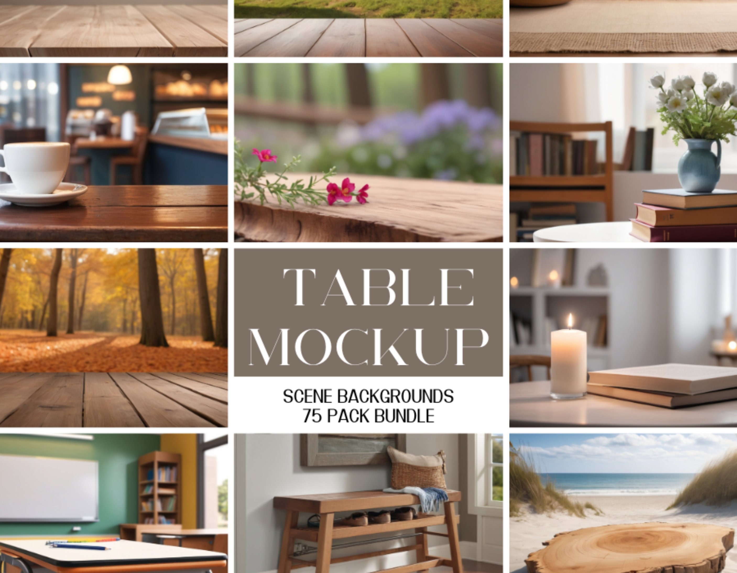 75 X Table Scene Background Mockup Bundle: Versatile JPEG Images for ...