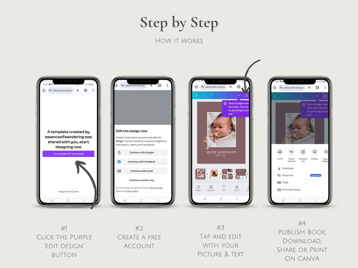 Digital Minimal Baby Book Template, Printable Baby Book, First Year ...