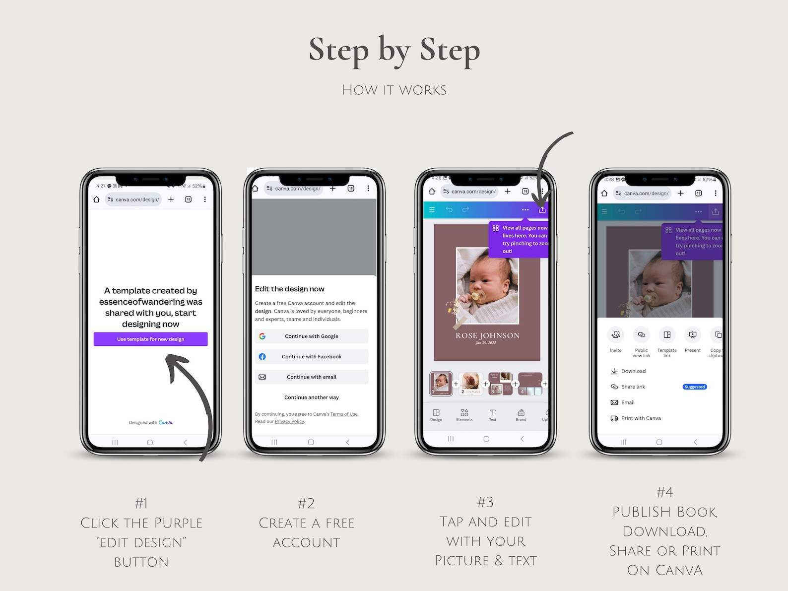 Digital Minimal Baby Book Template, Printable Baby Book, First Year ...