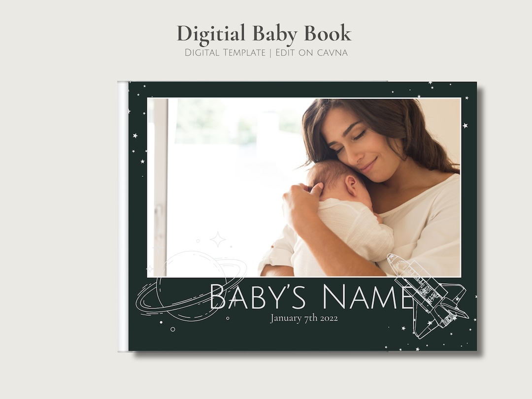 Digital Space Baby Book Template, Printable Baby Book, First Year Photo ...