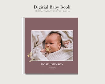 Digital Minimal Baby Book Template, Printable Baby Book, First Year ...
