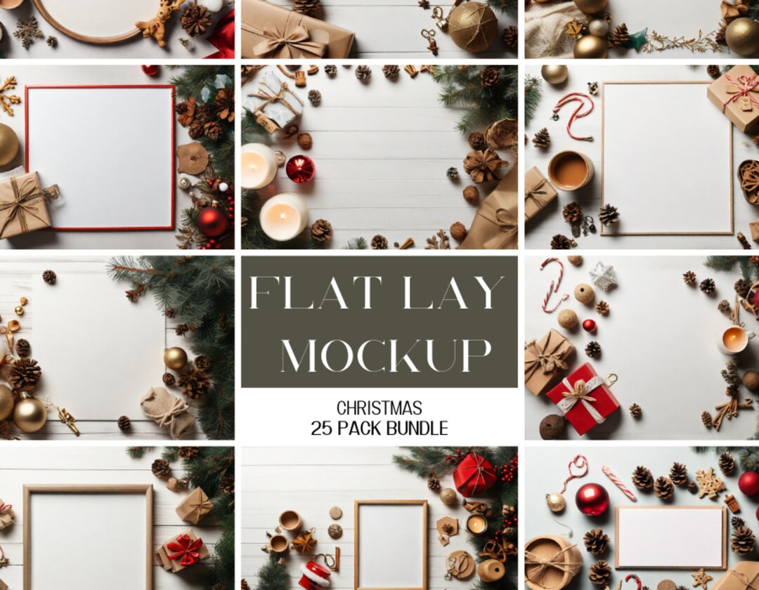 Christmas Table Flat Lay Mockup Bundle | Festive Stock Photography - Etsy