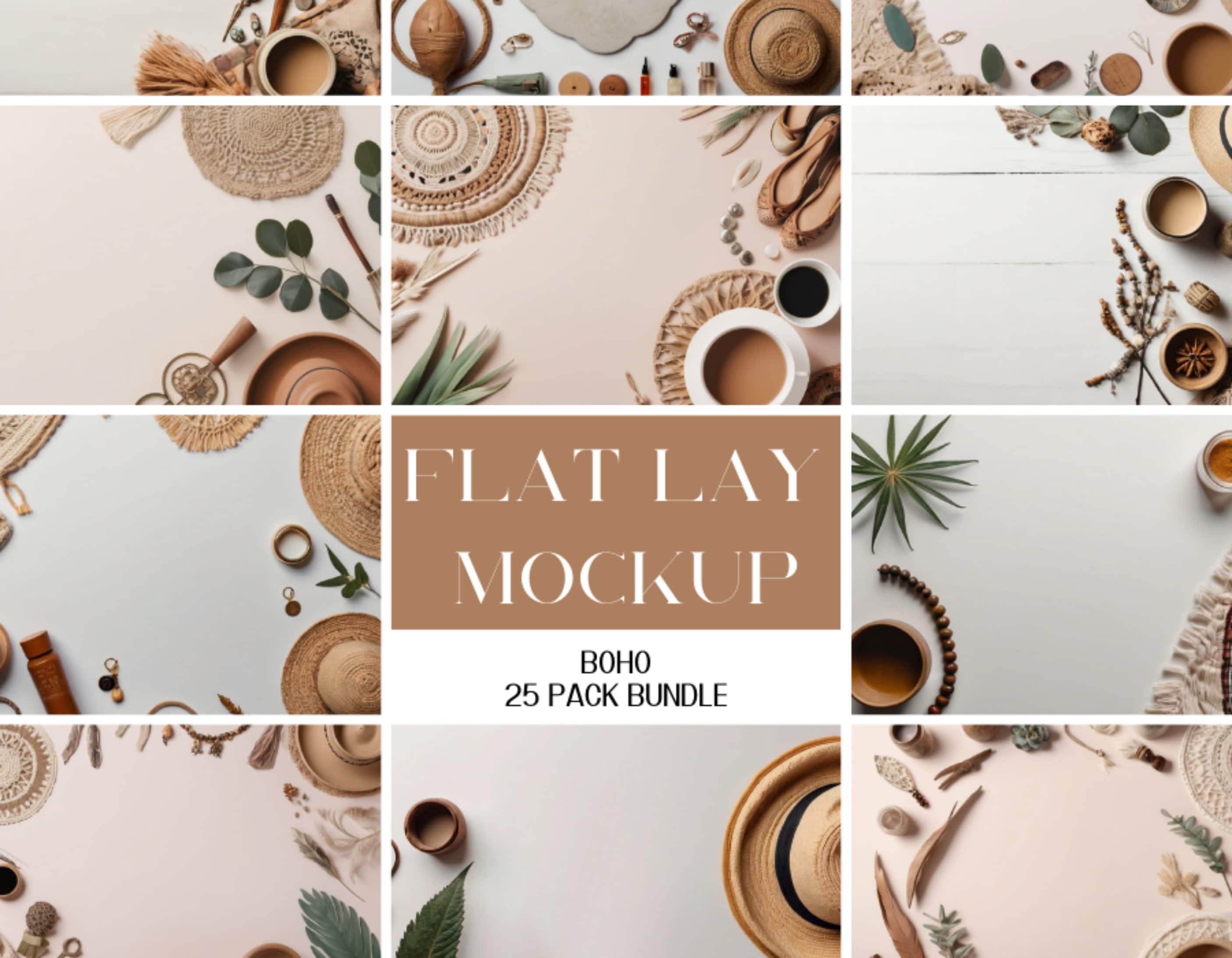 25 X Bohotable Flat Lay Mockups | Digital Background Mock up Styled ...