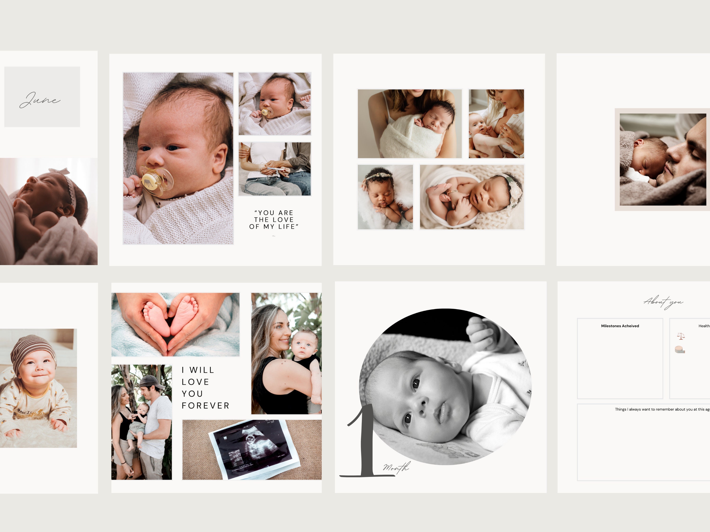 Digital Minimal Baby Book Template, Printable Baby Book, First Year ...