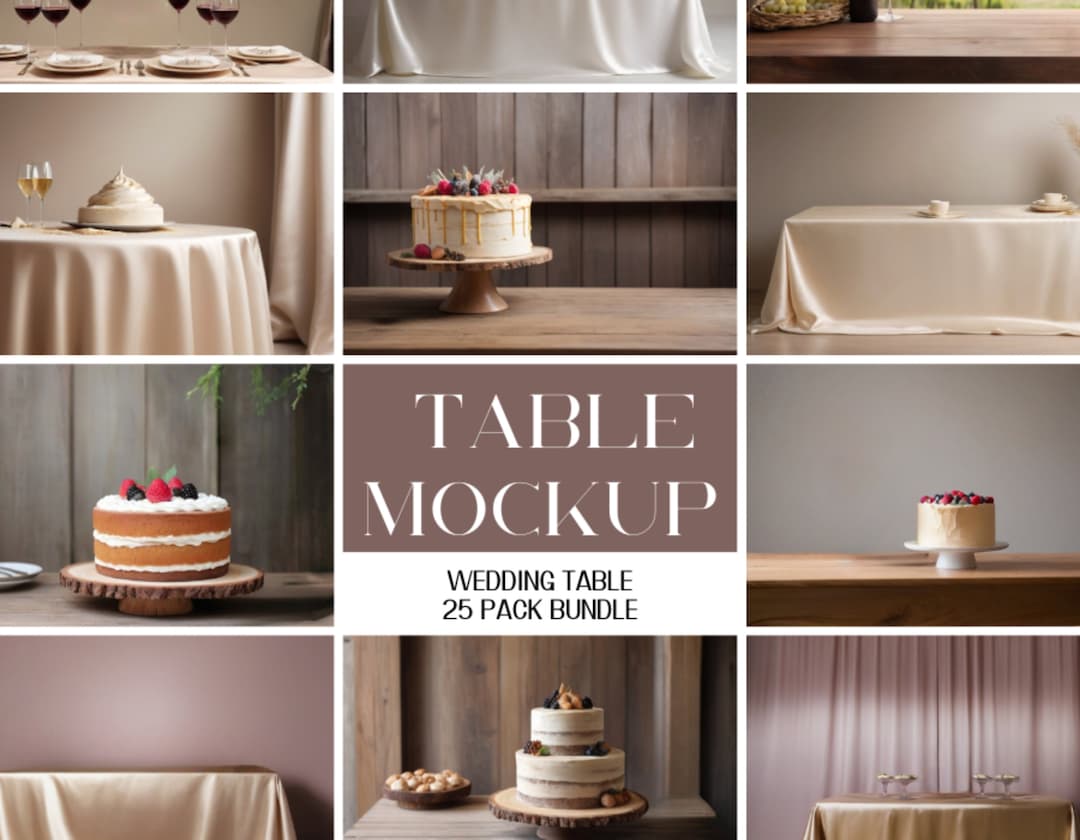 25 X Wedding Themed Table Mockup Bundle Add Your Own Products ...