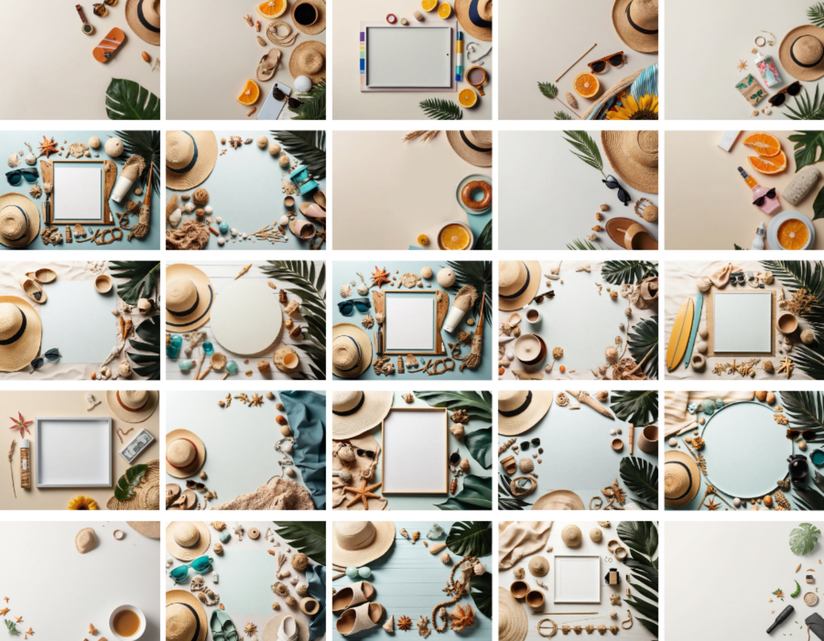 25 X Summer Day Table Flat Lay Mockup Bundle Add Your Own Products ...