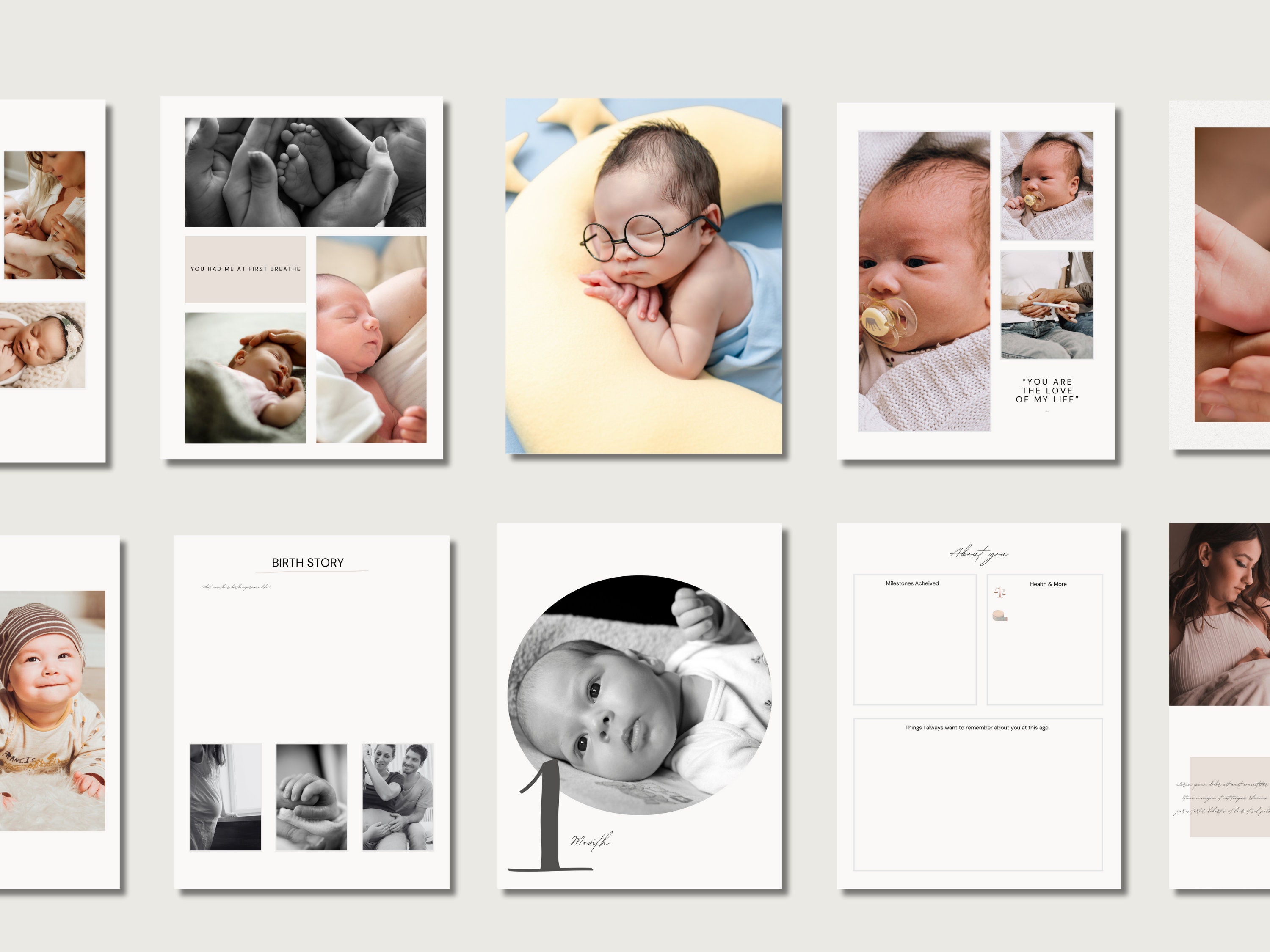 Digital Minimal Baby Book Template, Printable Baby Book, First Year ...
