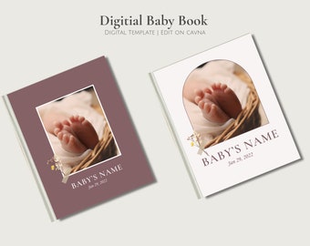 Digital Minimal Baby Book Template, Printable Baby Book, First Year ...