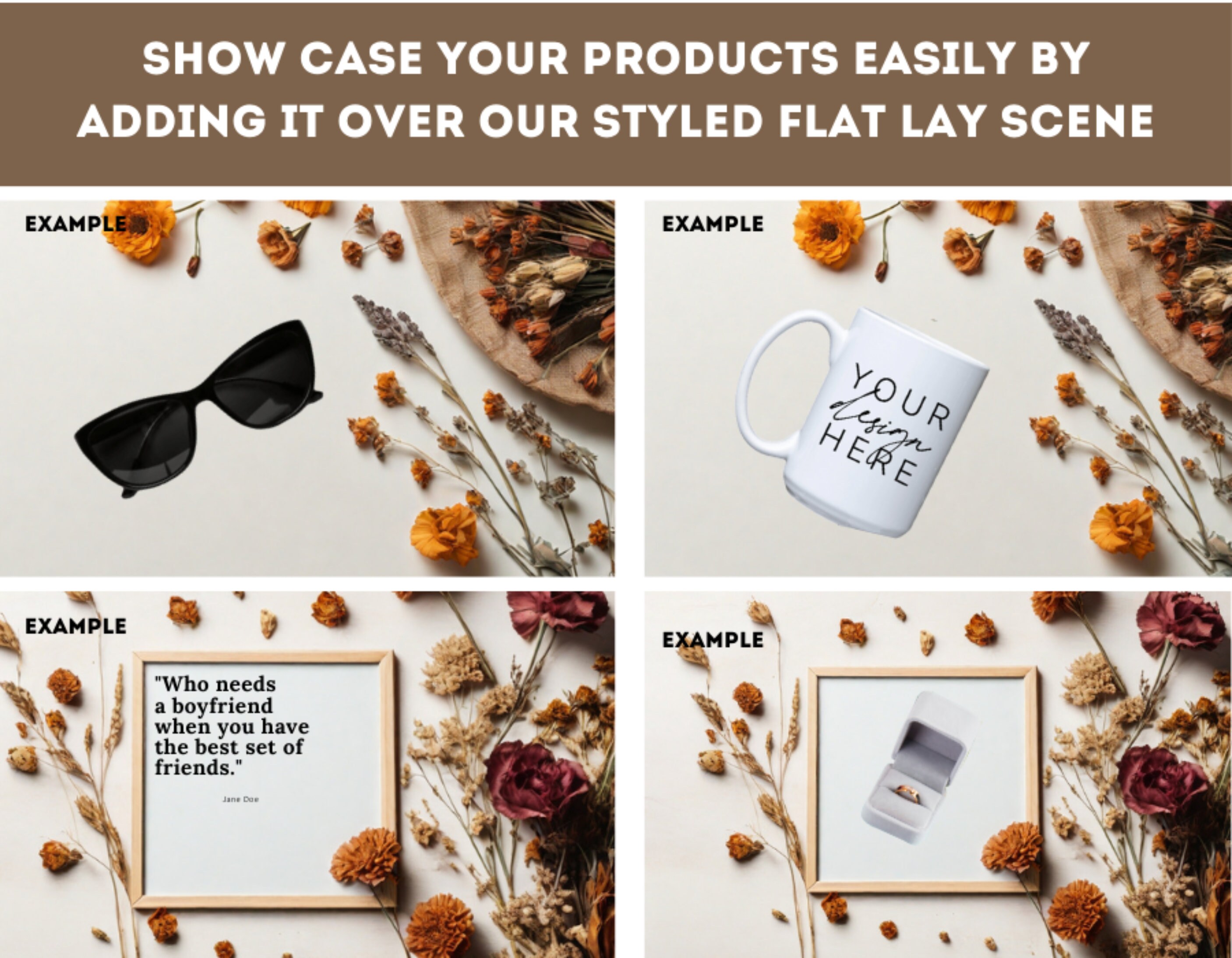 25 X Boho Summer Table Flat Lay Mockups Add Your Own Product Digital ...