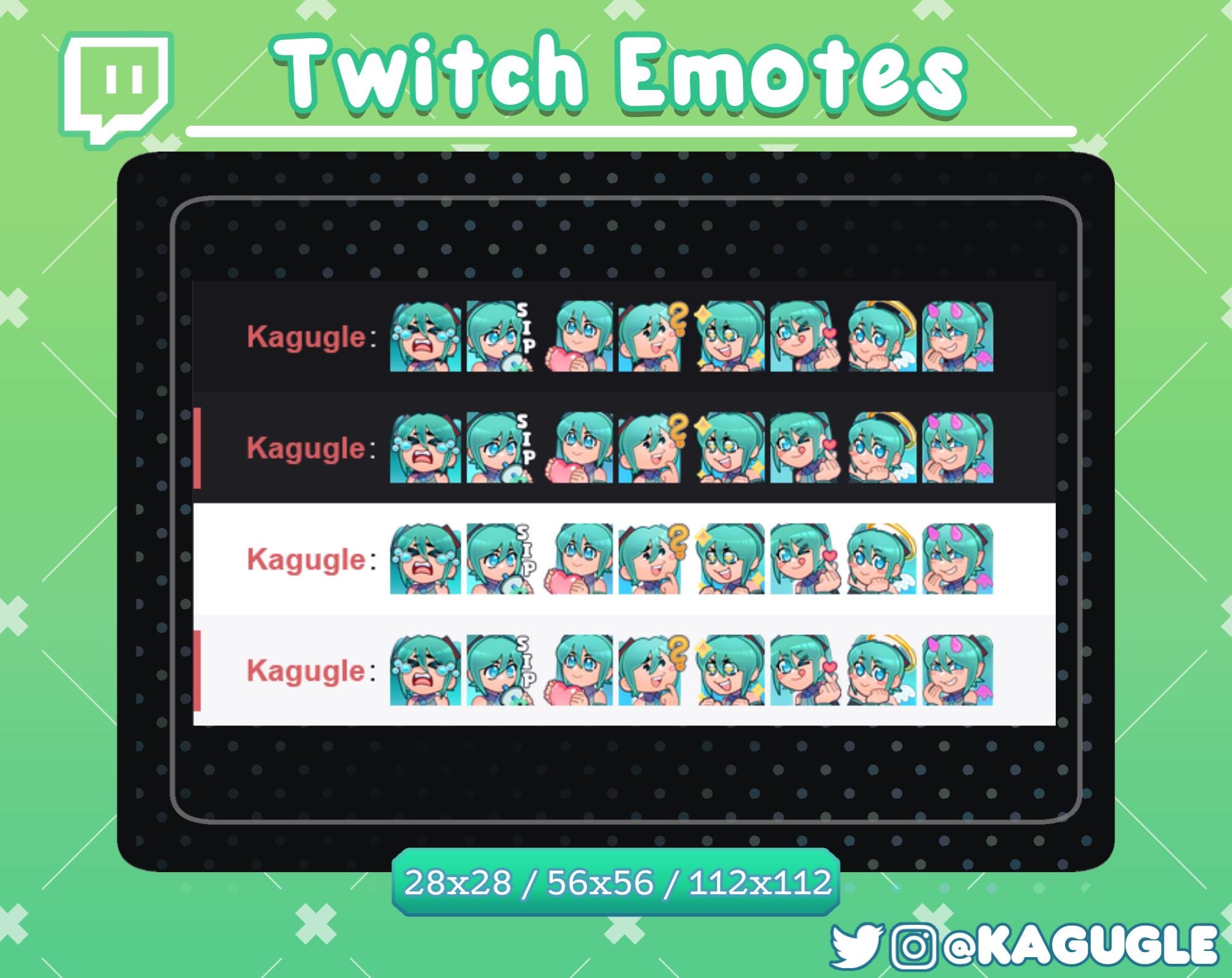 Hatsune Miku 8 Emotes Twitch Pack - Etsy