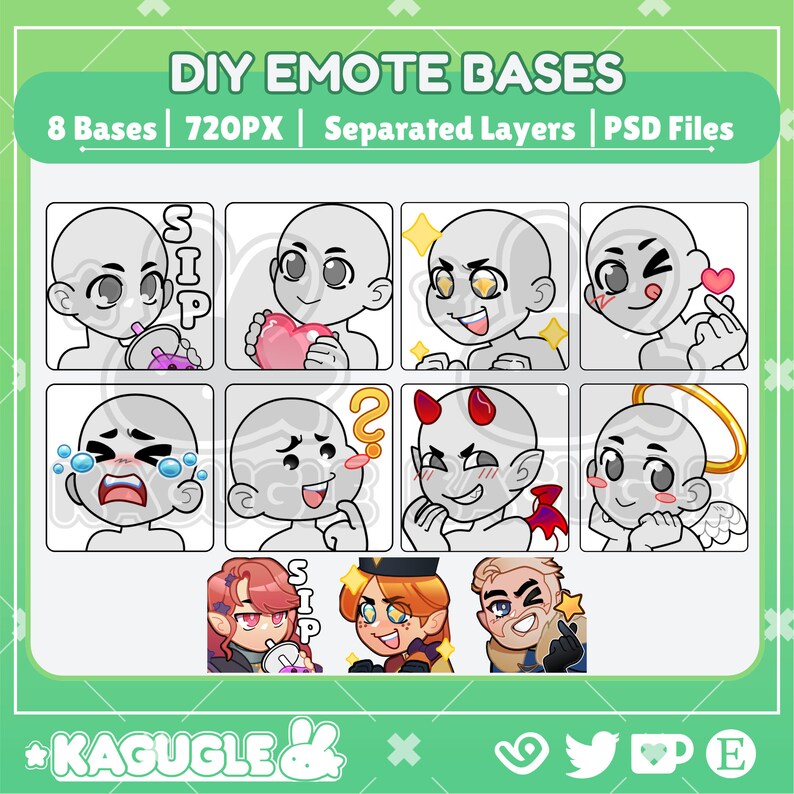 8 DIY Chibi Emote Bases Pack - Etsy