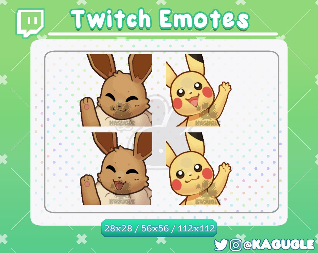 Animated Pikachu Eevee Wave Twitch Discord Emotes - Etsy