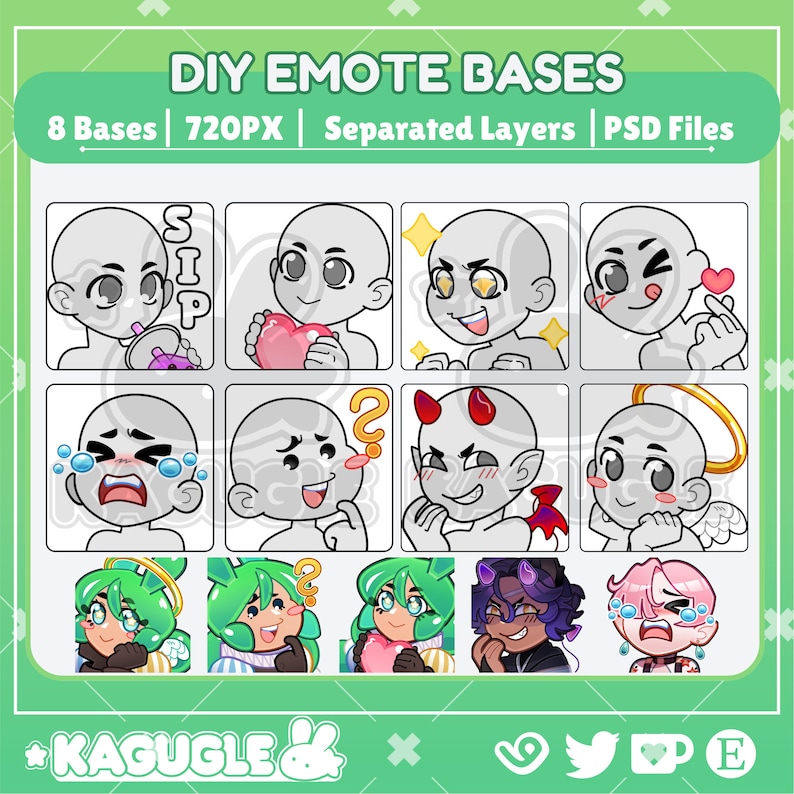 8 DIY Chibi Emote Bases Pack - Etsy