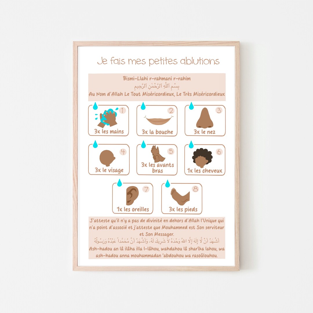 Poster of Small Ablutions for Children, Wudu Poster, Invocations ...