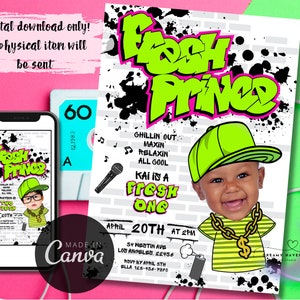 Fresh Prince Fresh One Two Fresh Birthday Party Digital Invitation ...