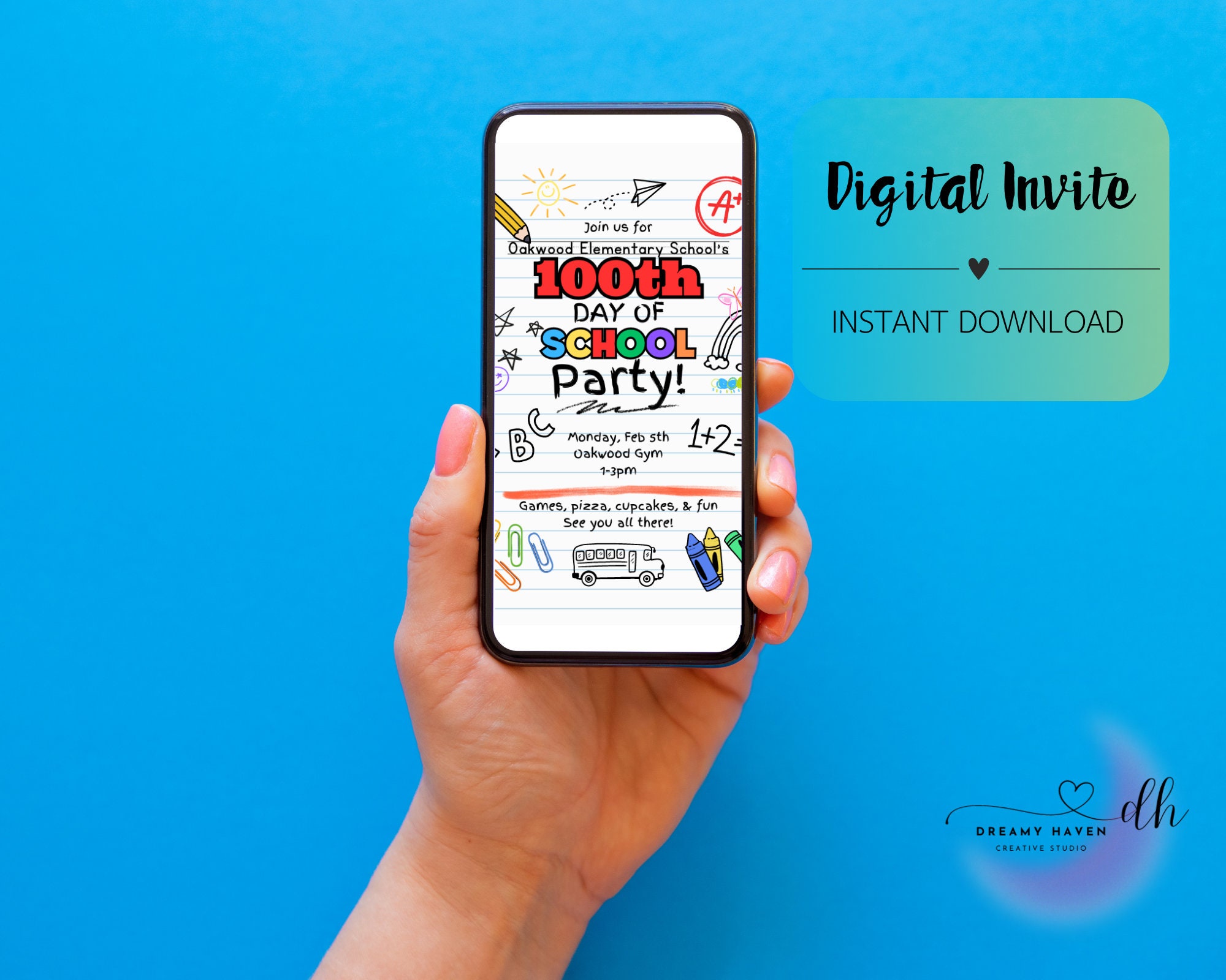 100th Day of School 100 Days of School 100 Days Smarter Party Digital ...