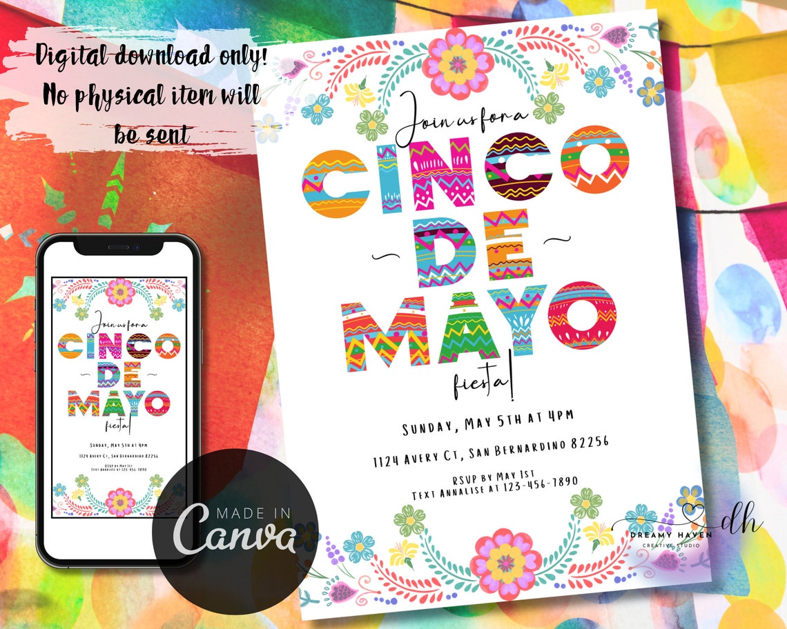 Colorful Cinco De Mayo Fiesta Invitation - Etsy